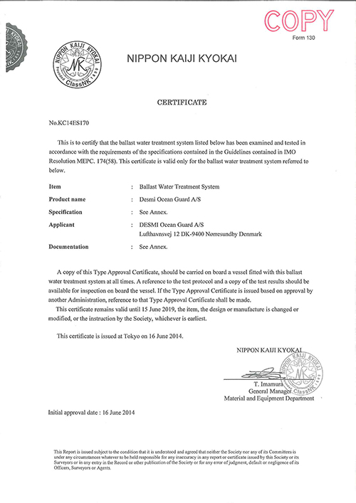 Type Approval ClassNK | DESMI - Proven technology